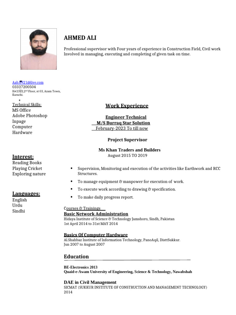 Ahmed Ali CV | PDF
