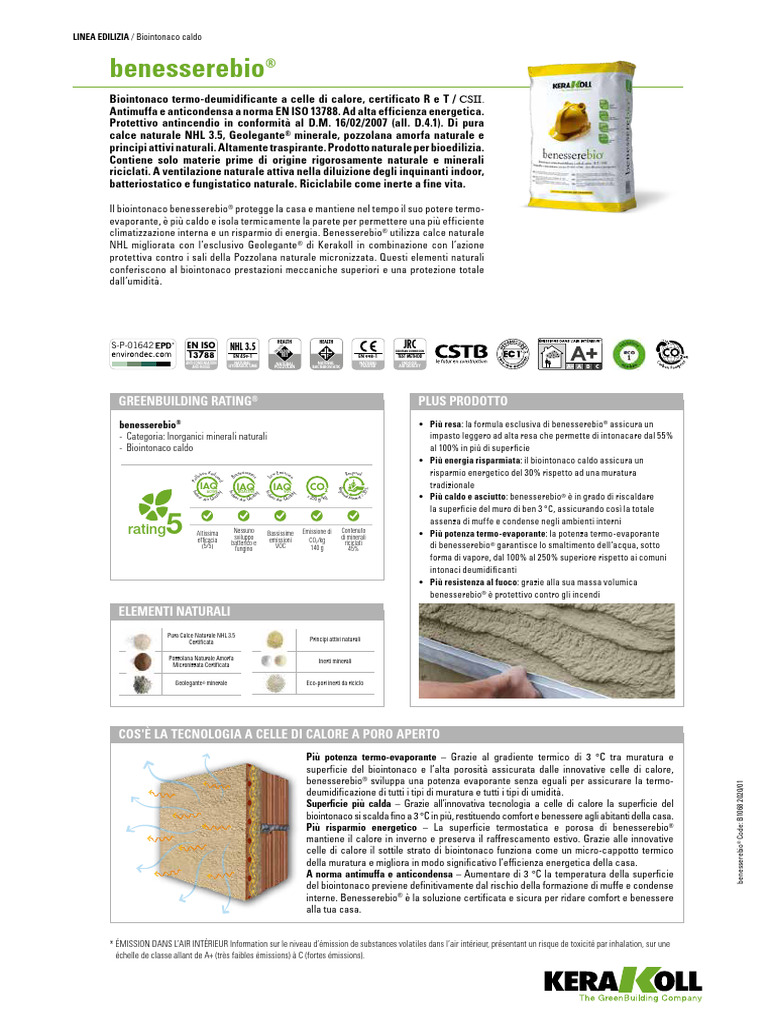 Benesserebio Kerakoll Scheda Tecnica 2020 | PDF