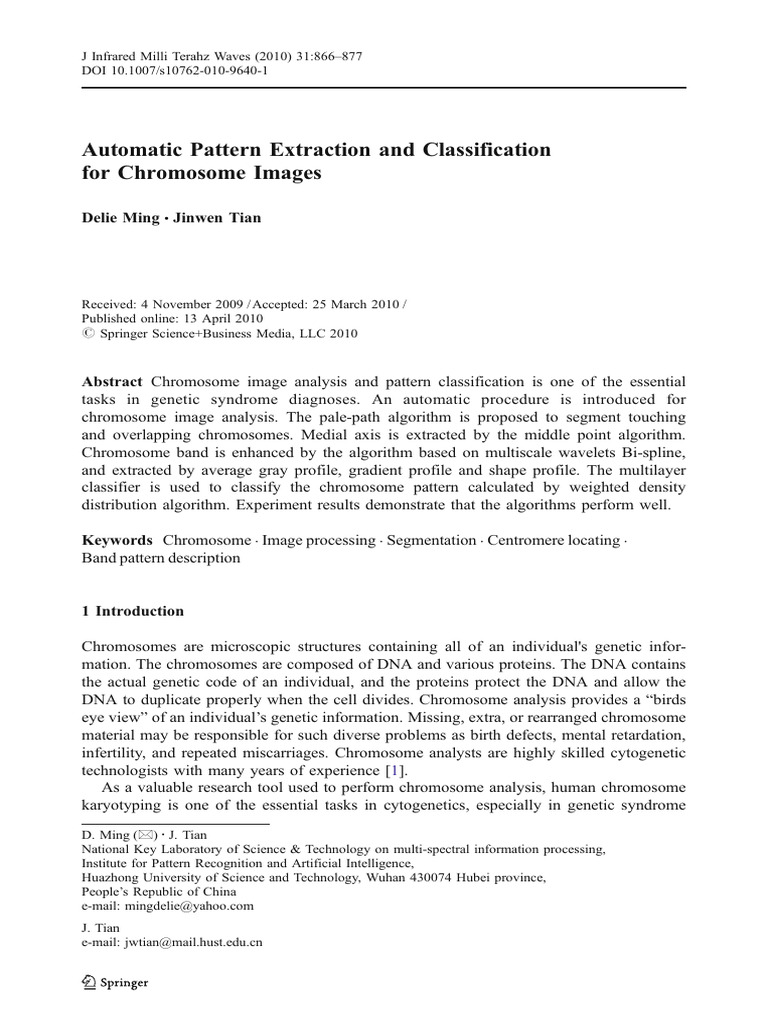 Automatic Pattern Extraction and Classification for Chromosome Images | PDF