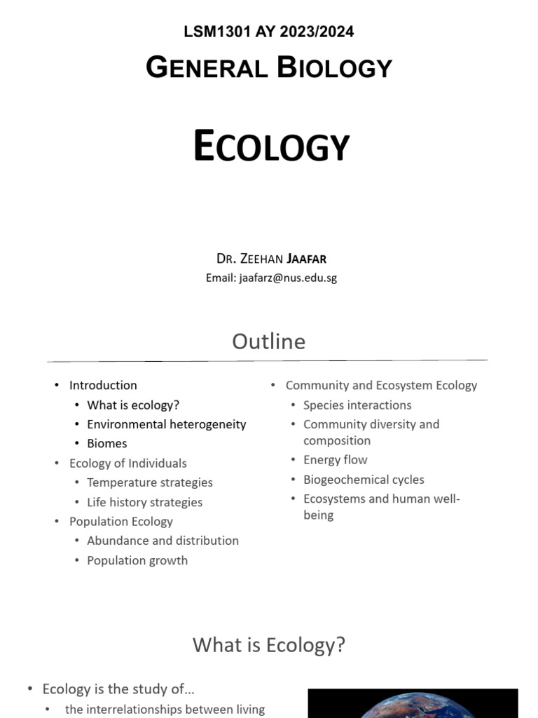 Ecology AY2023 Lecture Notes | PDF