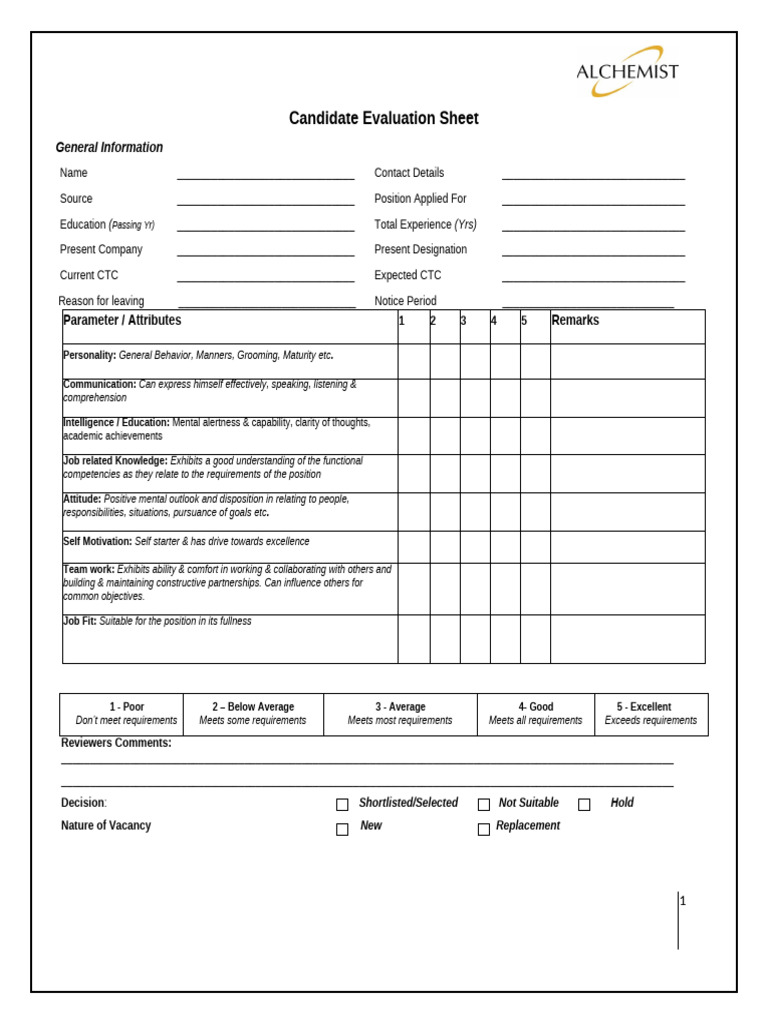 Candidate Evaluation Sheet 1 | PDF | Attitude (Psychology) | Cognitive ...