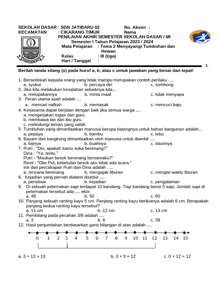 Soal PAS Kelas 3 Tema 2 | PDF