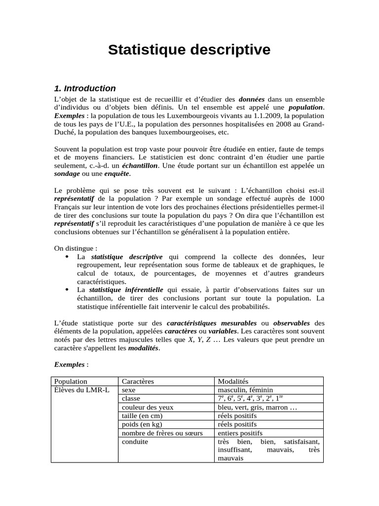 Statistique Descriptive | PDF