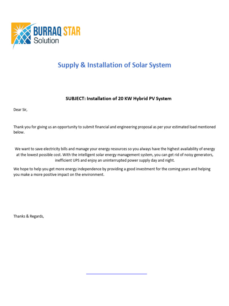 Solar System Quotation 20kw | PDF | Solar Power | Photovoltaics