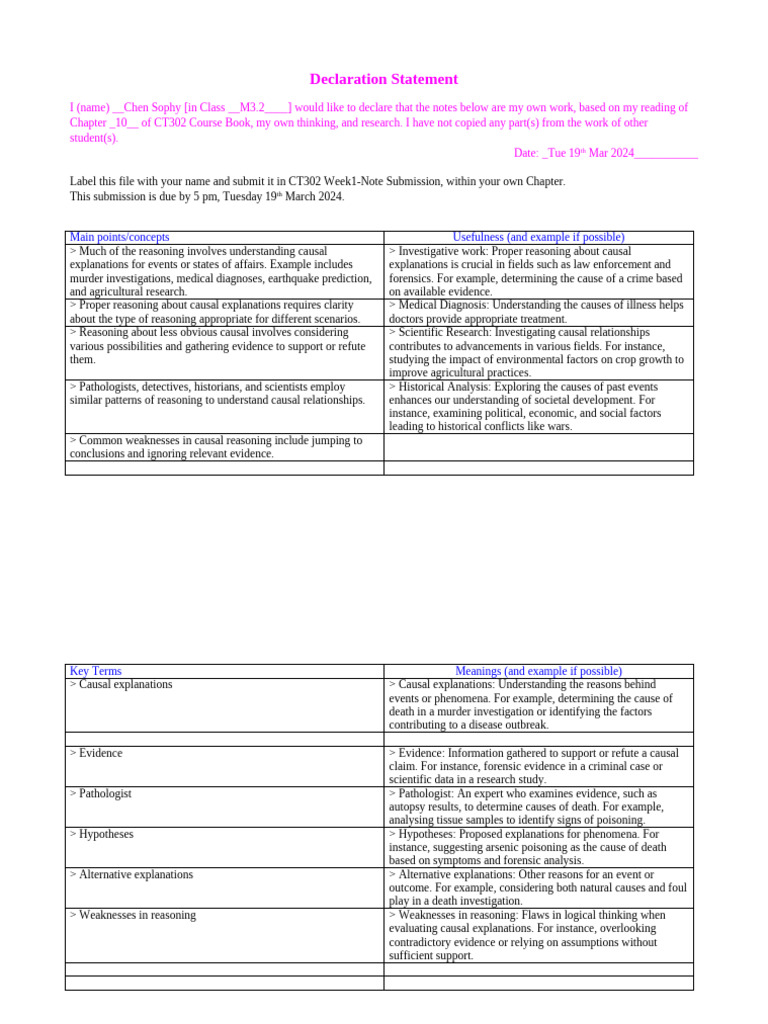 CT302-W1-Note-Taking-Form-M3.2 - Copy1 | PDF | Pathology | Hypothesis