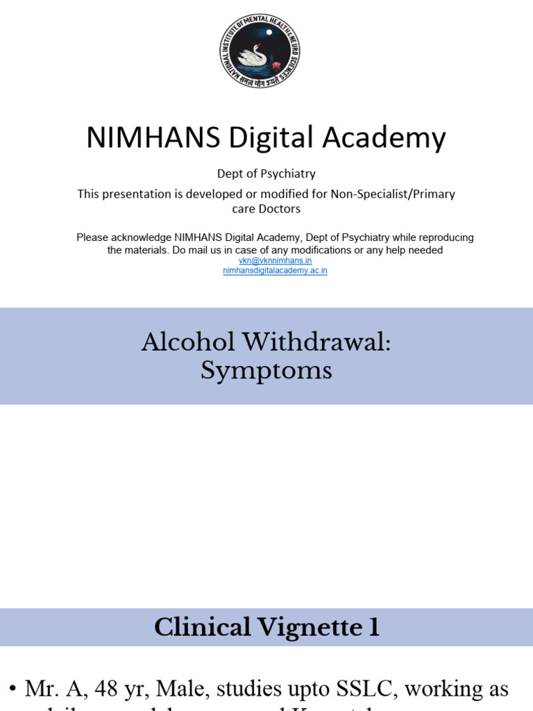 Alcohol Withdrawal Symptoms | PDF