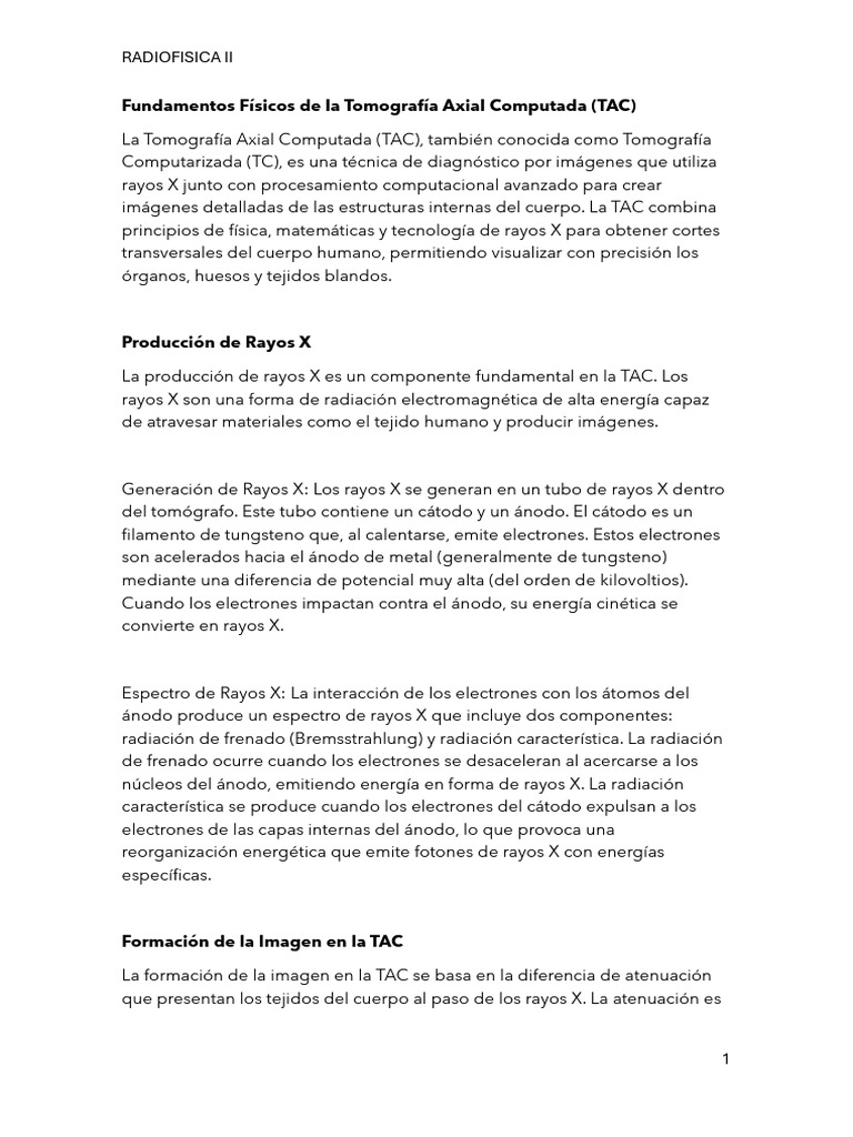 Clase 8 - Fundamentos F-Sicos TAC | PDF | Ct Scan | Rayo X