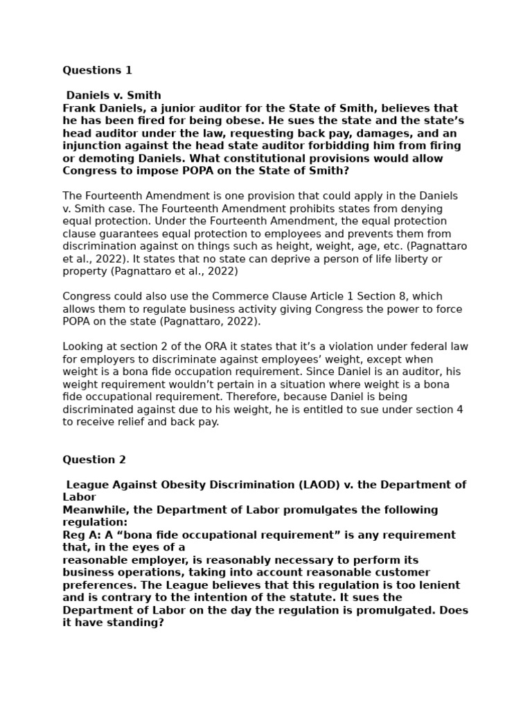 Week 6 Case Study | PDF | Fourteenth Amendment To The United States ...