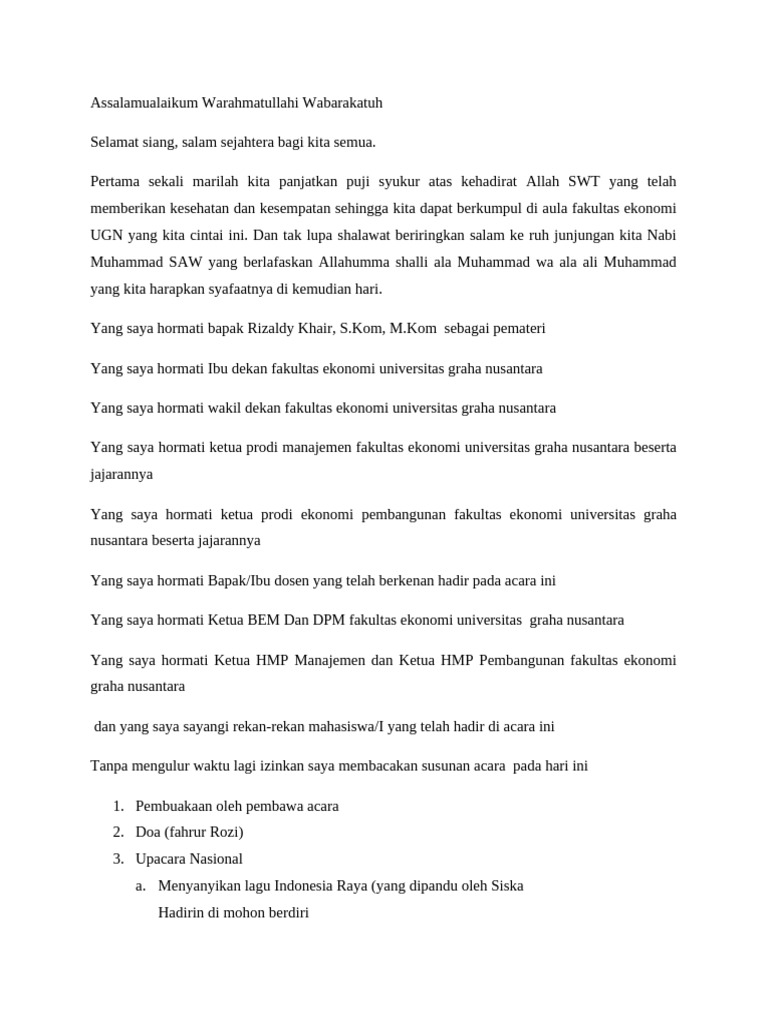 susunan acara mc fix | PDF