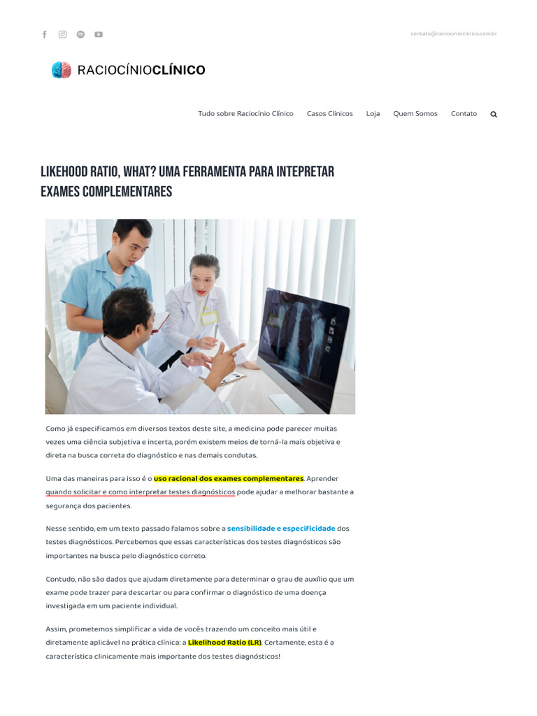 Likehood Ratio, What_ Uma Ferramenta Para Intepretar Exames Complementares - Raciocínio Clínico ...