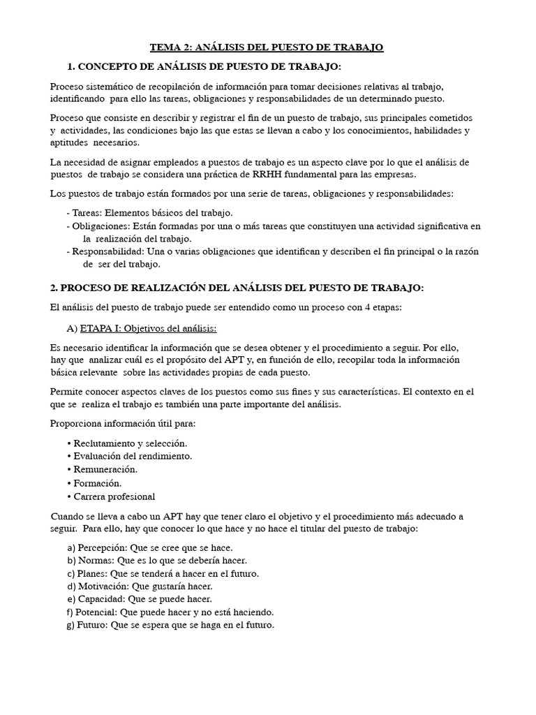Wuolah Free TEMA 2 ANALISIS DEL PUESTO DE TRABAJO Gulag Free | PDF
