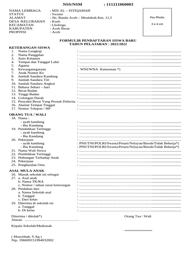 Formulir Baru | PDF