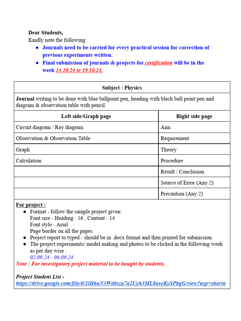 JOURNAL & PROJECT GUIDELINES-SUBMISSION | PDF