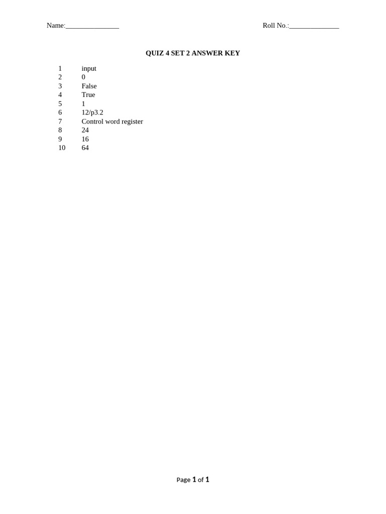Ecfc 0102 Quiz 4 Set 2 Answer Key | PDF