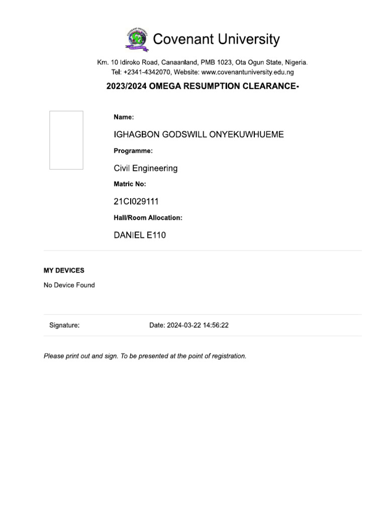 300 Omega Hall Clearance | PDF