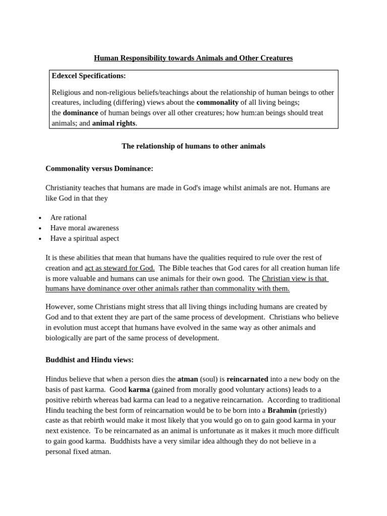 Responsibility towards Animals | PDF