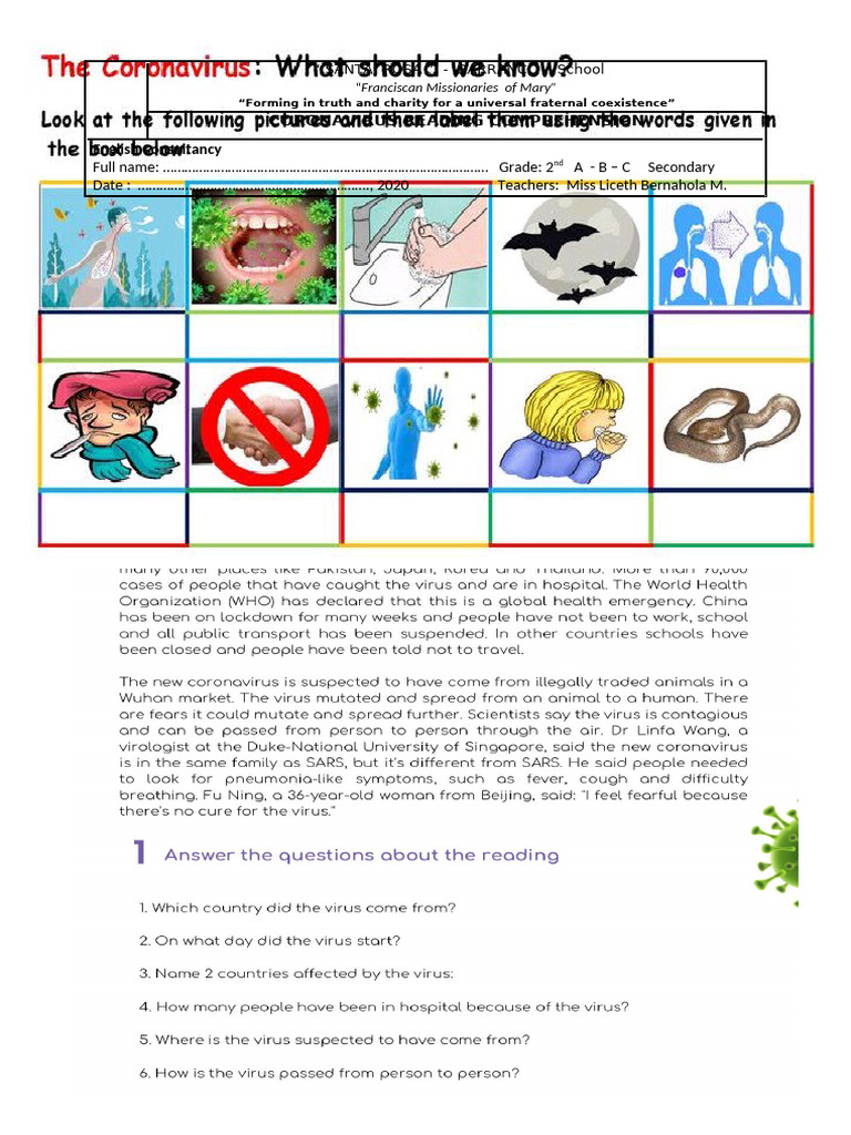 coronavirus worksheet | PDF
