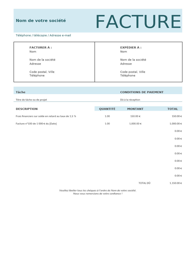 Facture de Frais Financiers de Base | PDF
