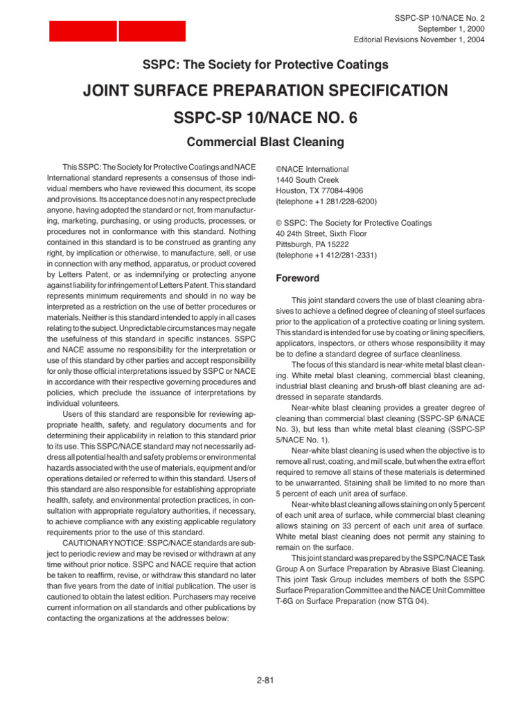 SSPC SP 10 | PDF