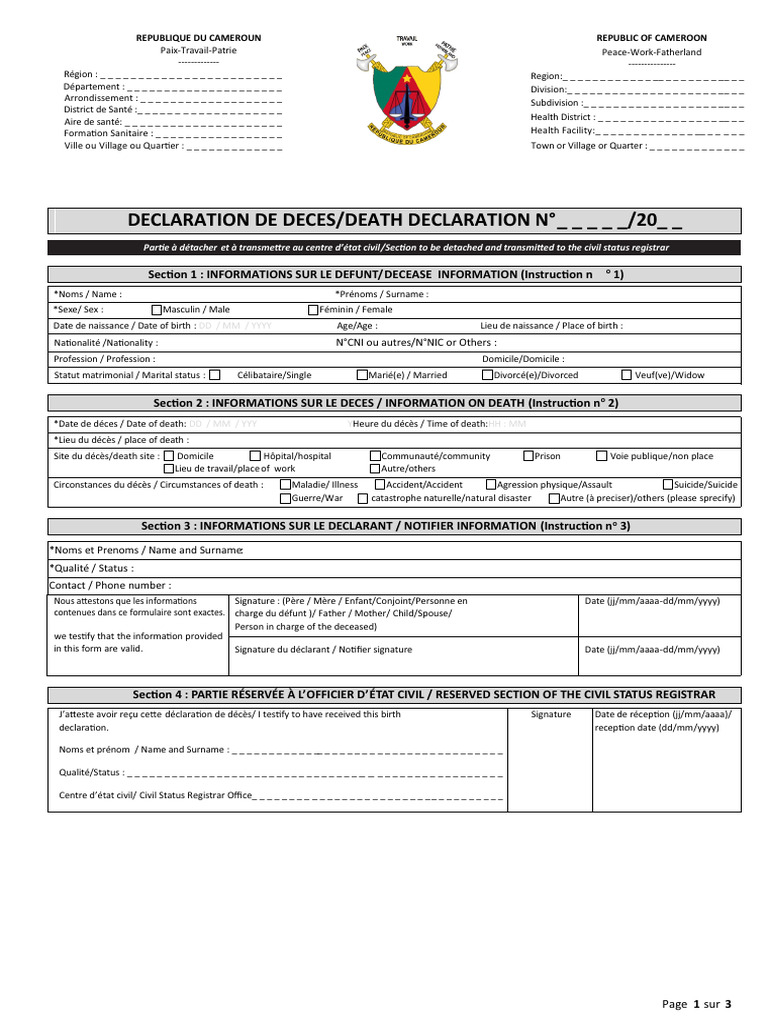 FORMUL 2 - Déclaration Des Décès | PDF