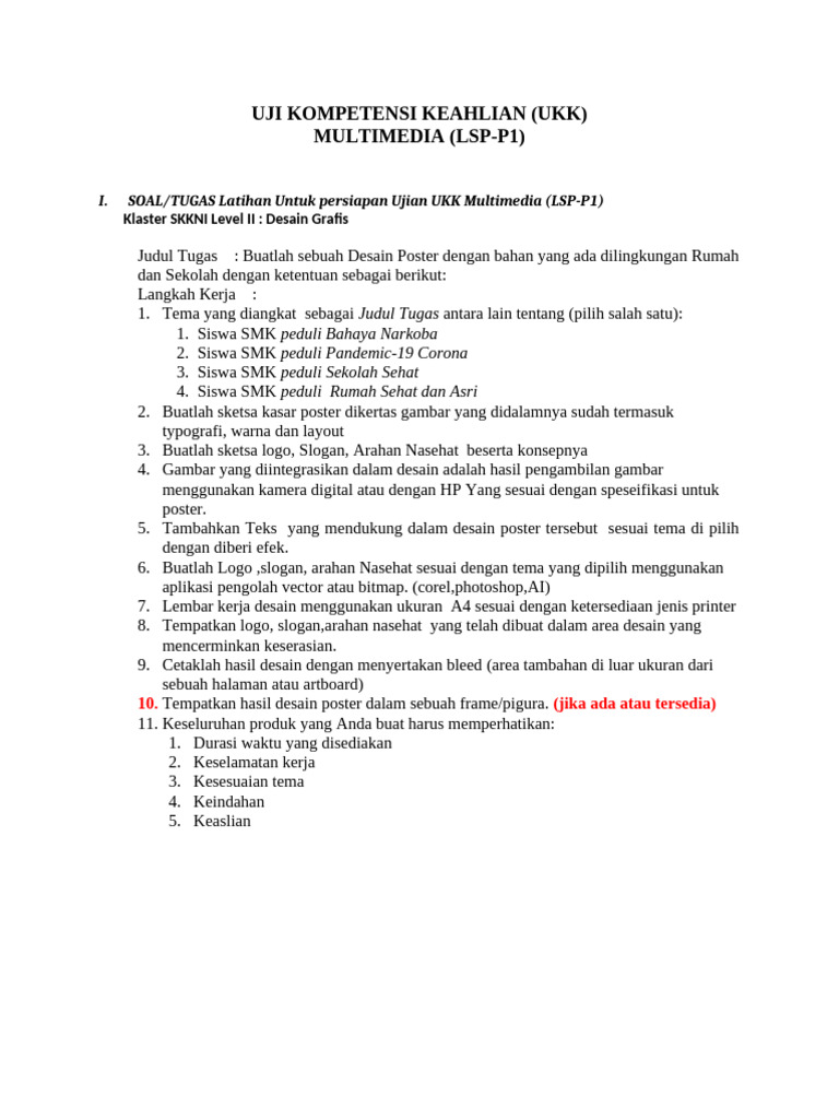 Ukk Lps p1 Uji Kompetensi Keahlian Multimedia 2021 | PDF