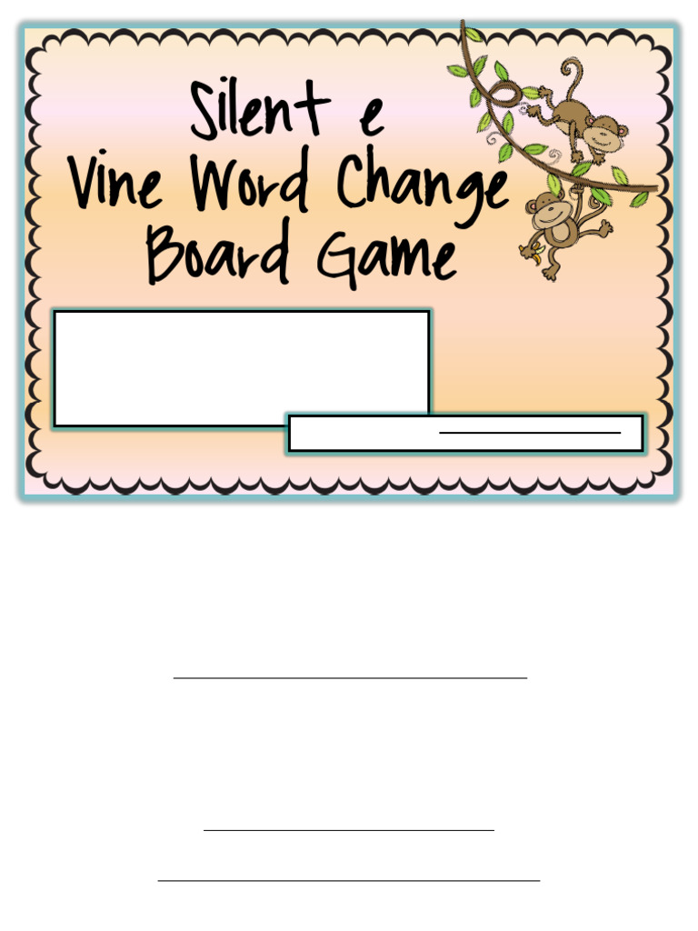 Silent e Vine Word Change Board Game | PDF