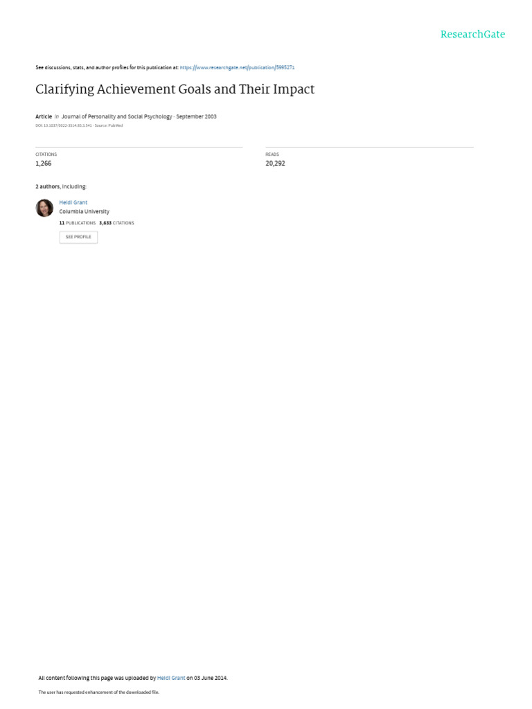 Clarifying Achievement Goals and Their Impact | PDF