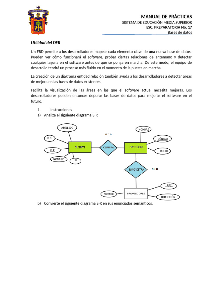 Práctica 19 Diagrama Entidad Relación | PDF