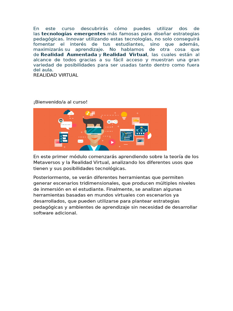 Relidad Virtual y Aumentada | PDF