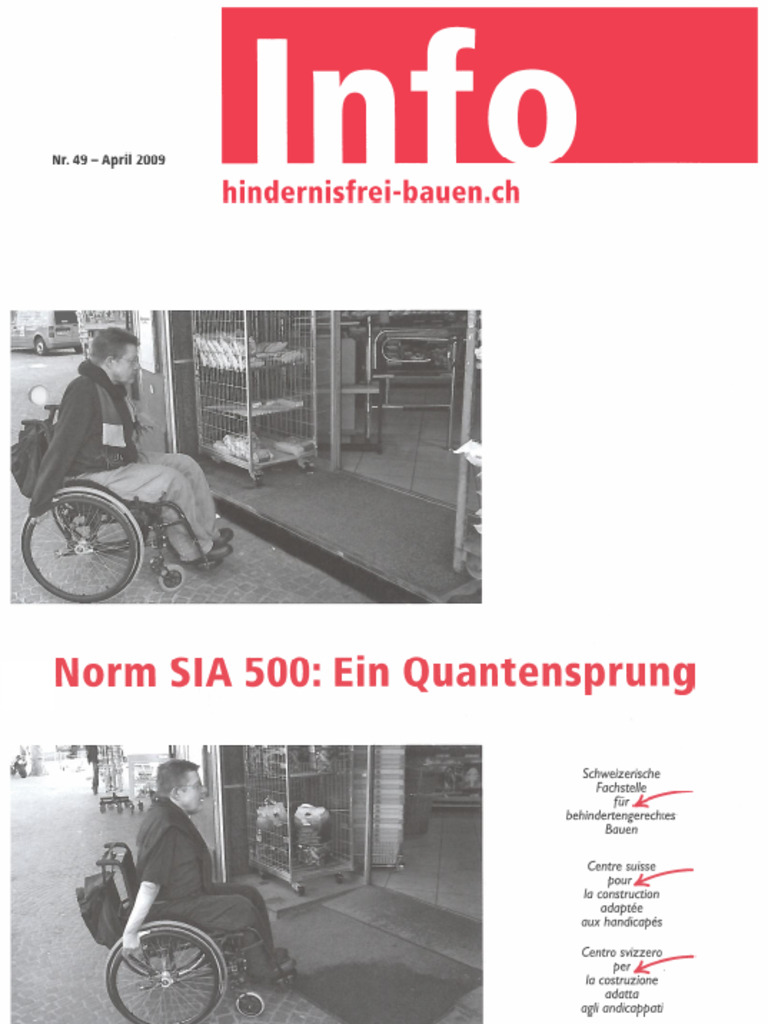 Norm SIA 500: Ein Quantensprung: Hindernisfrei-Bauen - CH | PDF