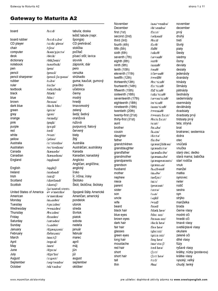 sl-Gateway-to-Maturita-A2 | PDF