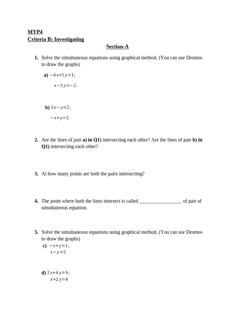 Criteria B- Simultaneous equation - Desmos | PDF