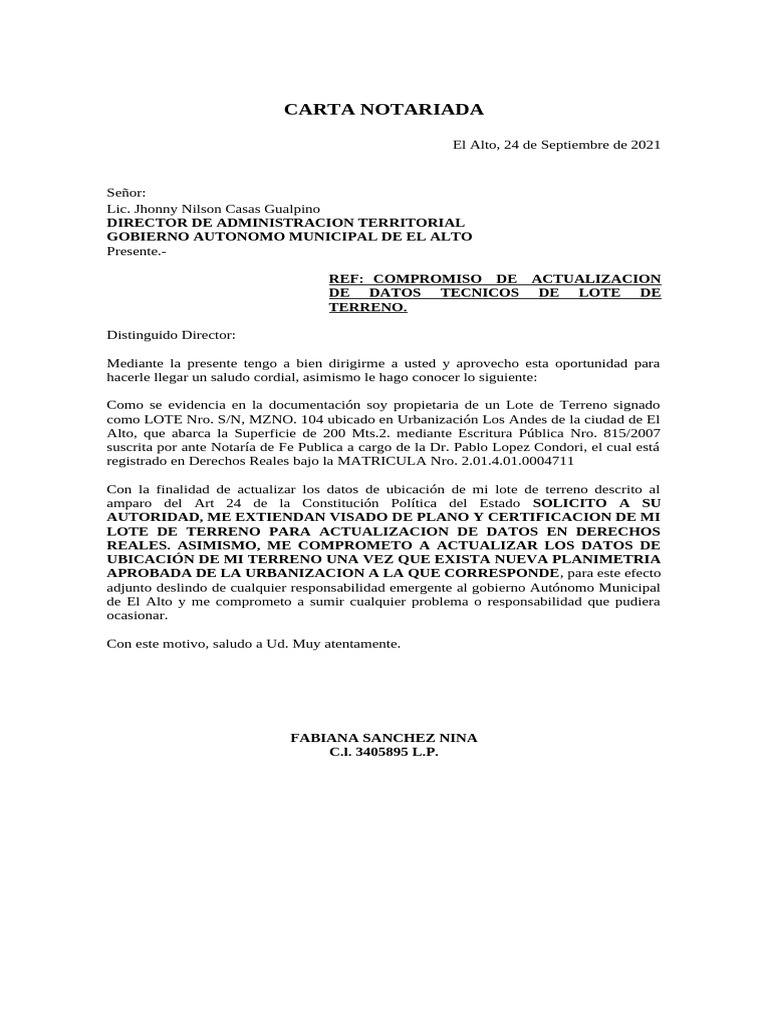 Carta Notariada | PDF