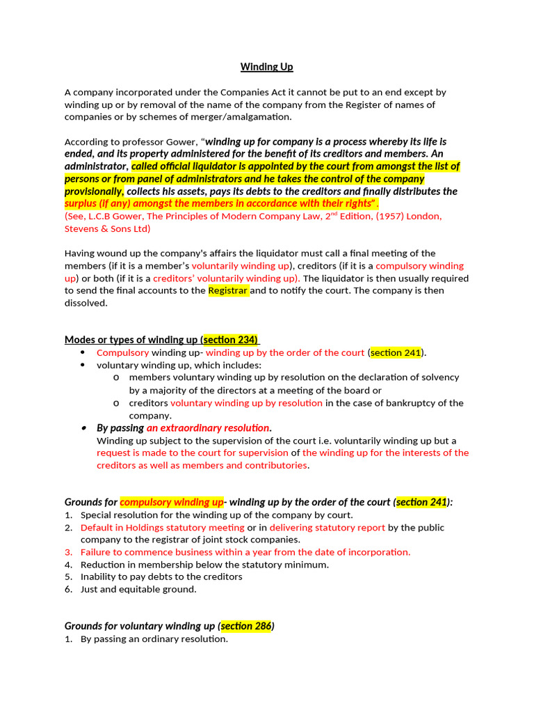 Winding Up | PDF