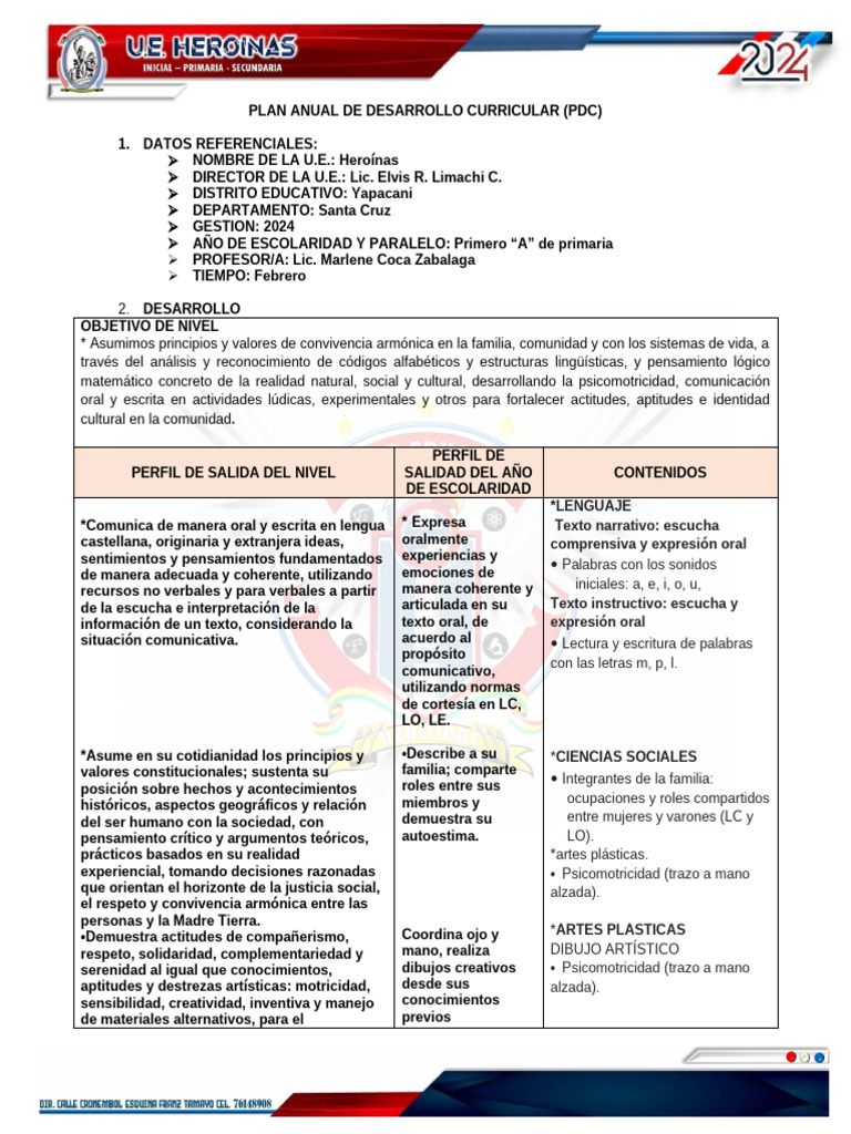 PLAN DE D Mar CURRICULAR 2024 | PDF