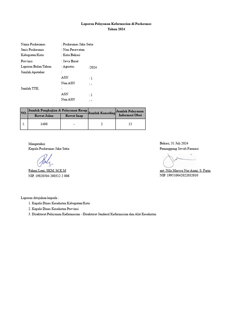 LAPORAN PIO - XLSX - Ags | PDF