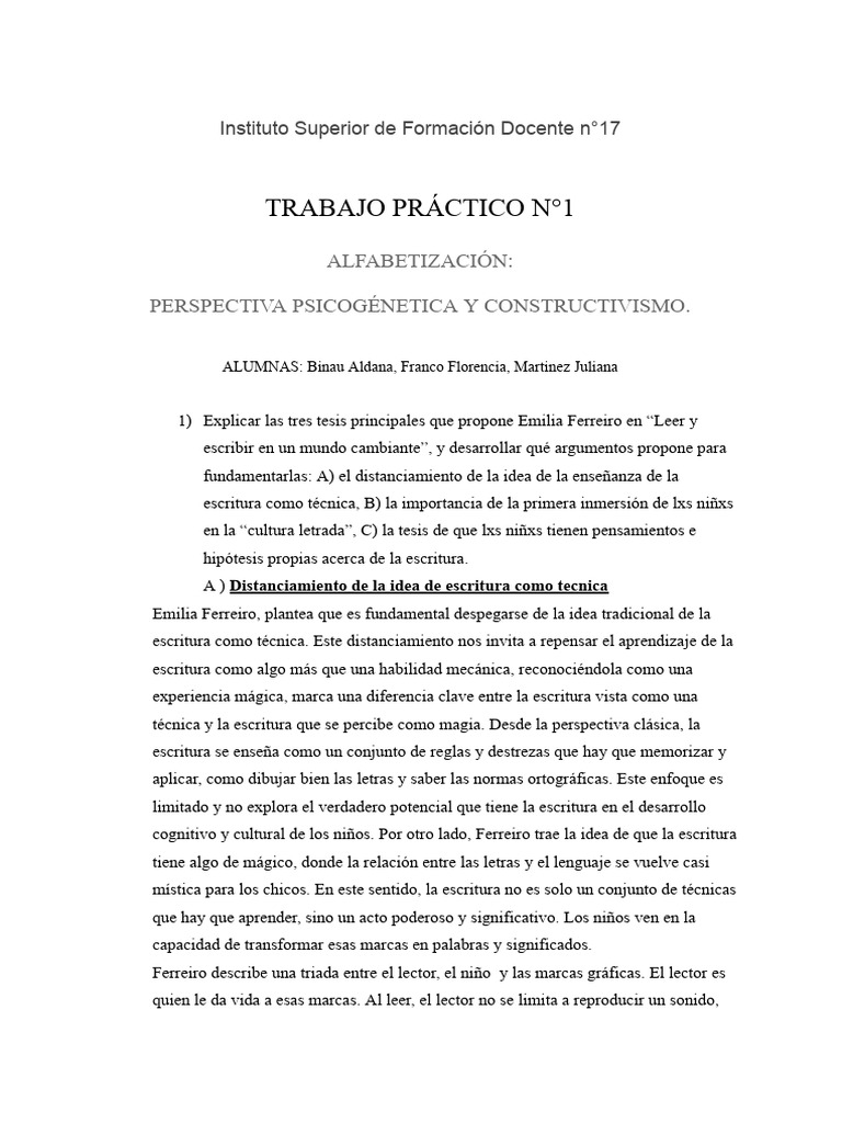 Trabajo Practico 1 Didactica de Las Practicas Del Lenguaje | PDF