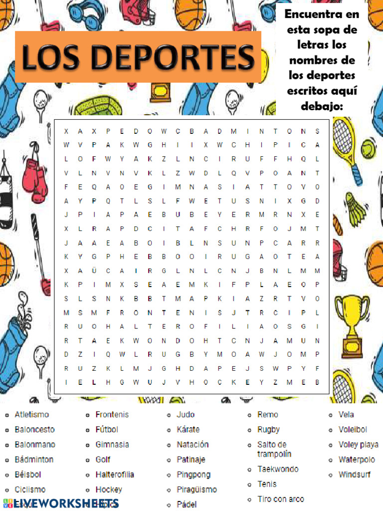 Sopa de Letras Los Deportes | PDF