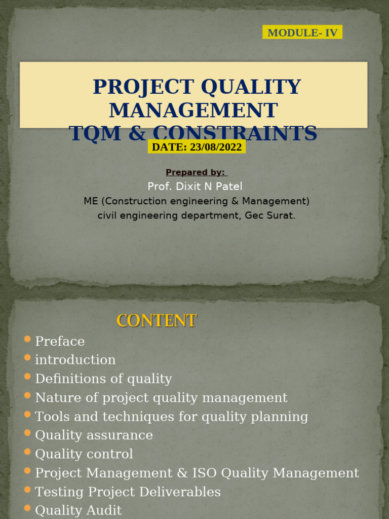 Project Quality Management | PDF