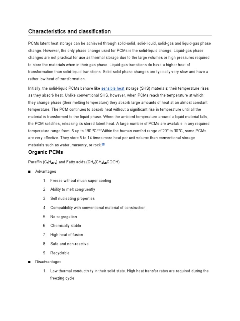 PCM Classification and Characteristics | PDF | Materials | Physical ...