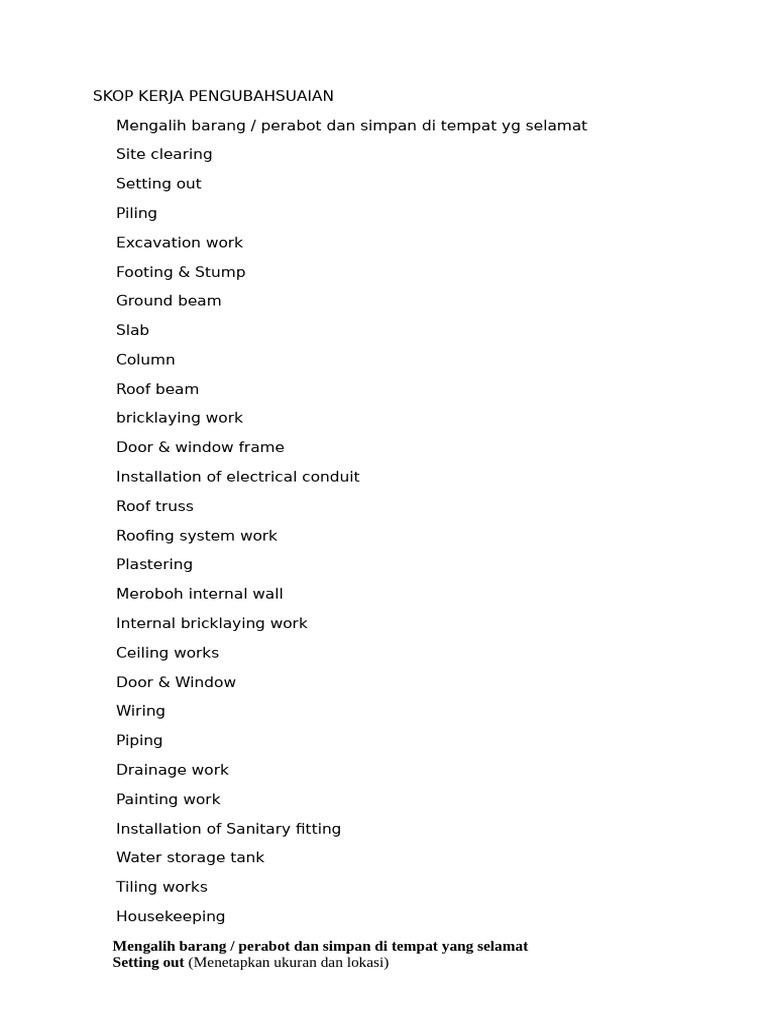 Skop Kerja Pengubahsuaian | PDF