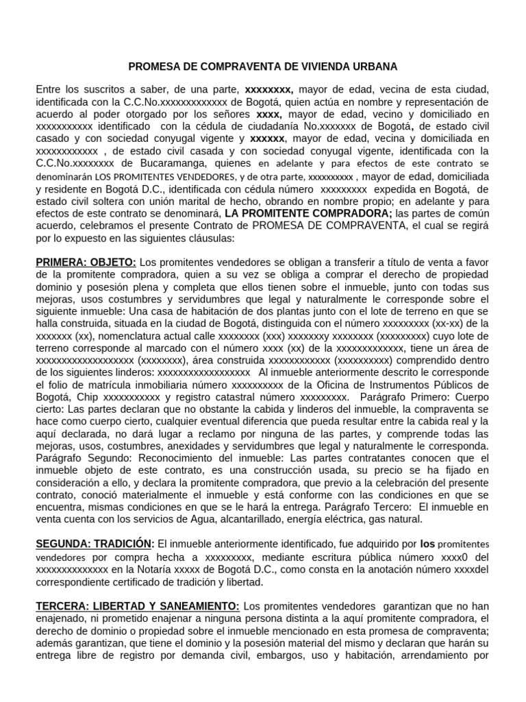 Modelo Promesa de Compraventa de Vivienda Urbana Con Poder | PDF | Propiedad | Ley común