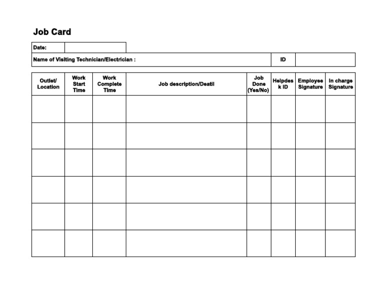 Job Card | PDF