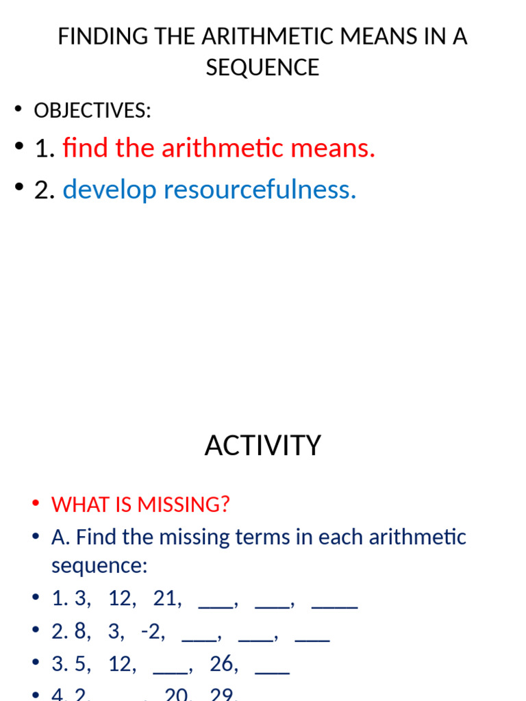 E Finding The Missing Term in A Sequence-Activity6 | PDF
