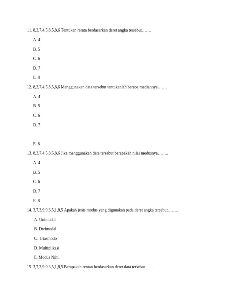 Soal MTK KLS 12. 11-20 | PDF