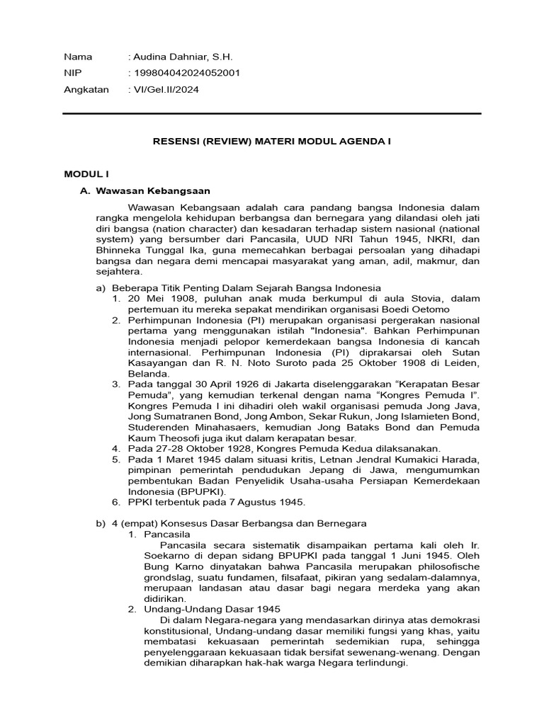 Resensi (Review) Materi Modul Agenda I | PDF | Politics Of Indonesia | Indonesia