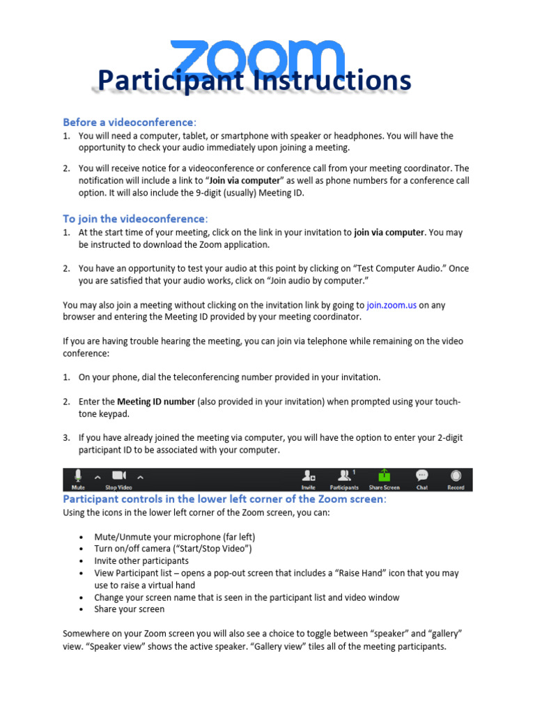 Zoom Meeting Instructions | PDF