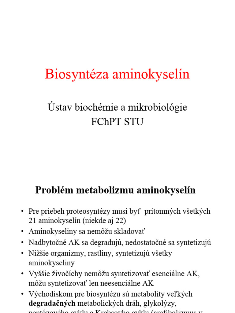 Biosyntéza aminokyselín | PDF