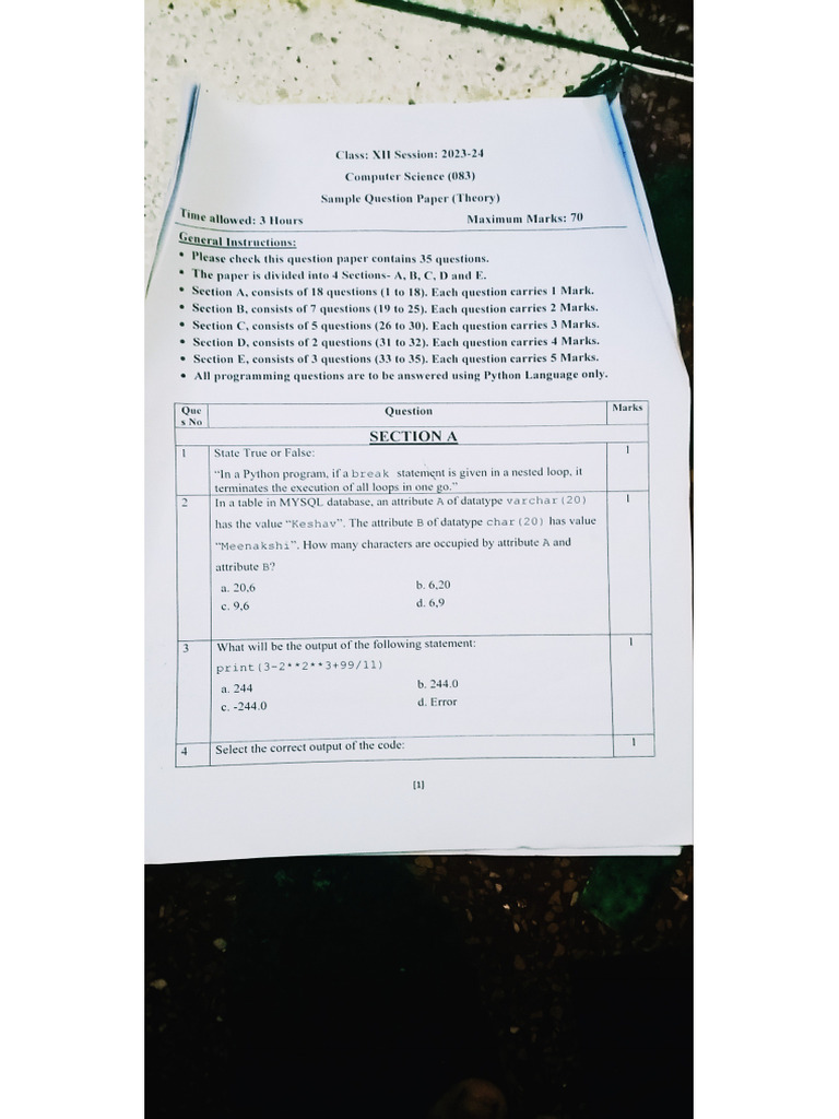 Cs Previous Paper | PDF