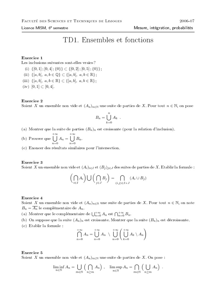 TD 1 | PDF | Mathematical Analysis | Functions And Mappings